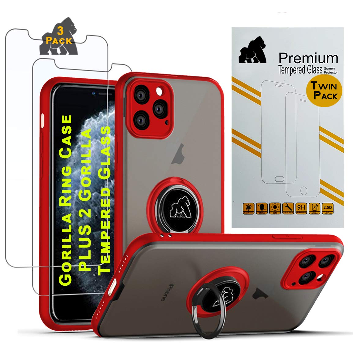 iPhone 12/12 Pro Gorilla Tech Ring Shadow Case With 2 X Gorilla Glass