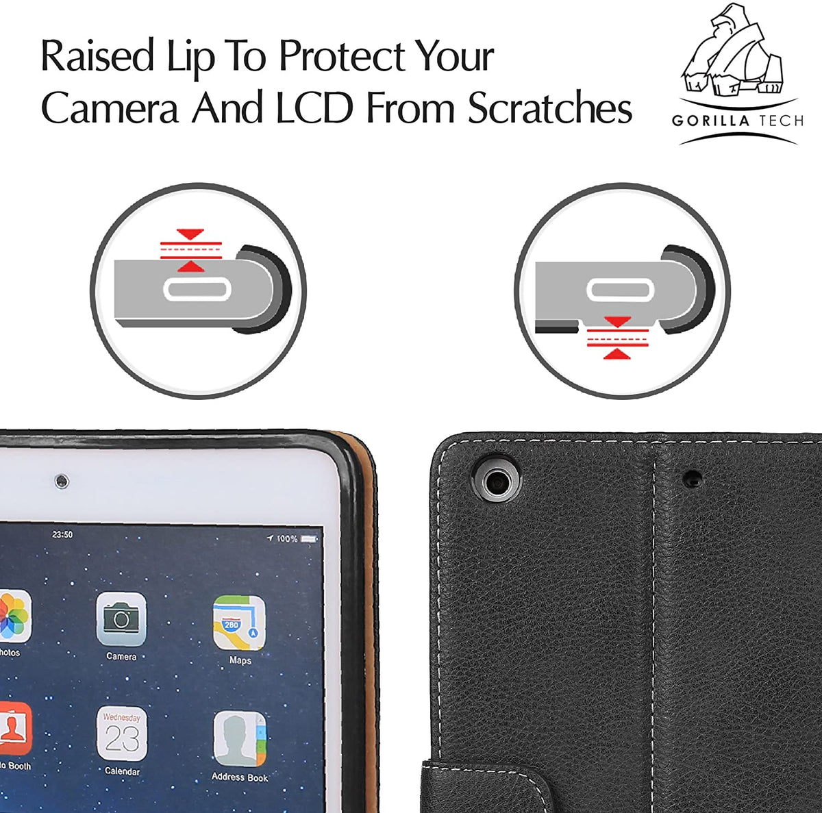 Gorilla Tech iPad Air and Air 2 Leather Case and Screen Protector Magn